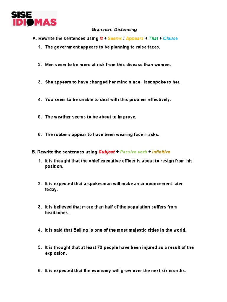 Grammar - Distancing | PDF