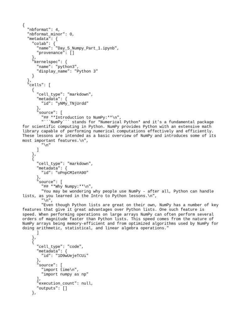 Day_5_Numpy_Part_1 (1).ipynb | PDF | Software Engineering | Computing