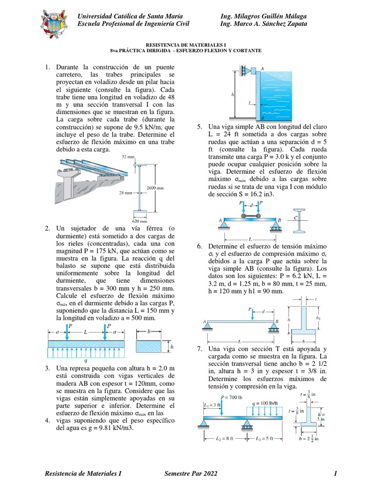 8va Practica Dirigida Flexion y Cortante | PDF | Viga (Estructura) | Doblar