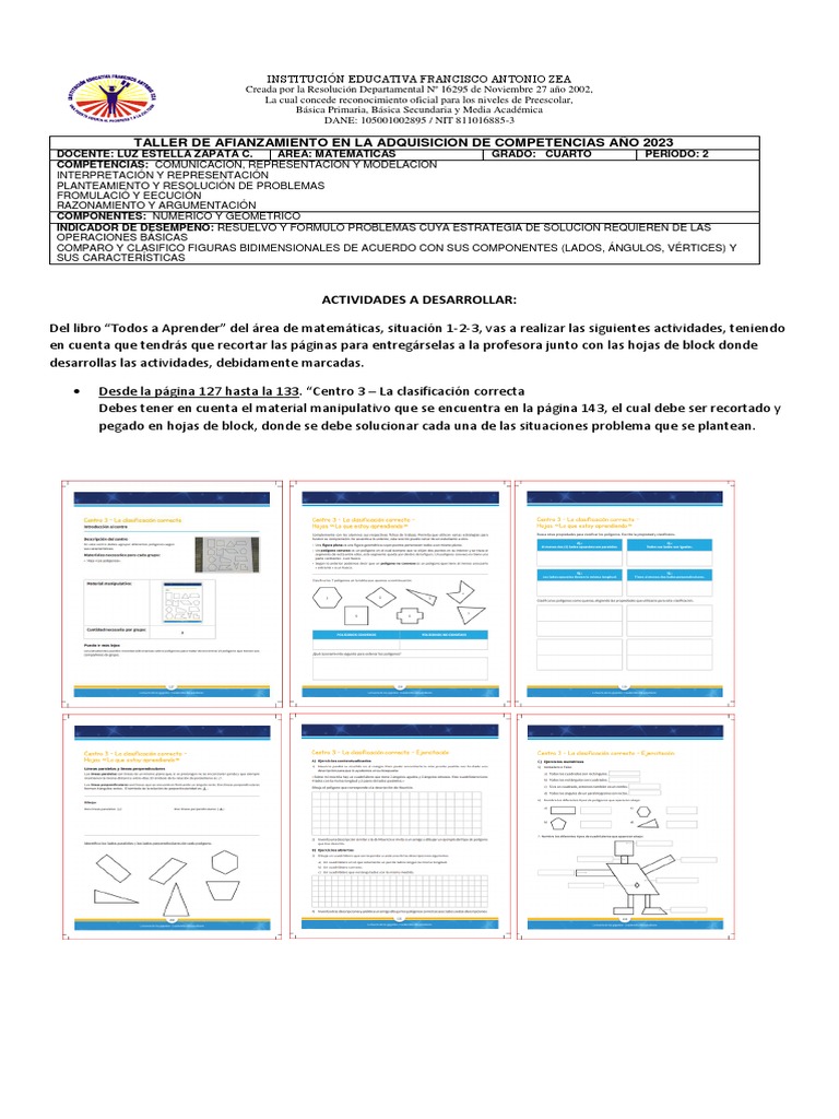 Plan de Mejoramiento Grado Cuarto Segundo Periodo | PDF