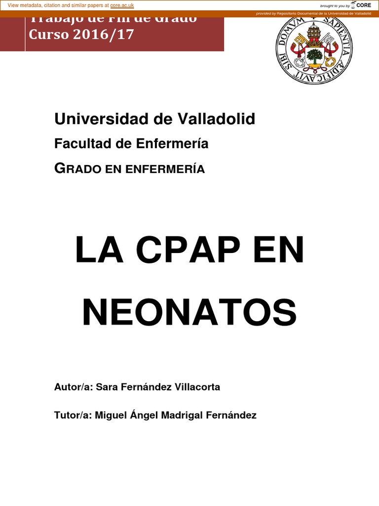 La Cpap en Neonatos: Universidad de Valladolid | PDF | Neumología ...