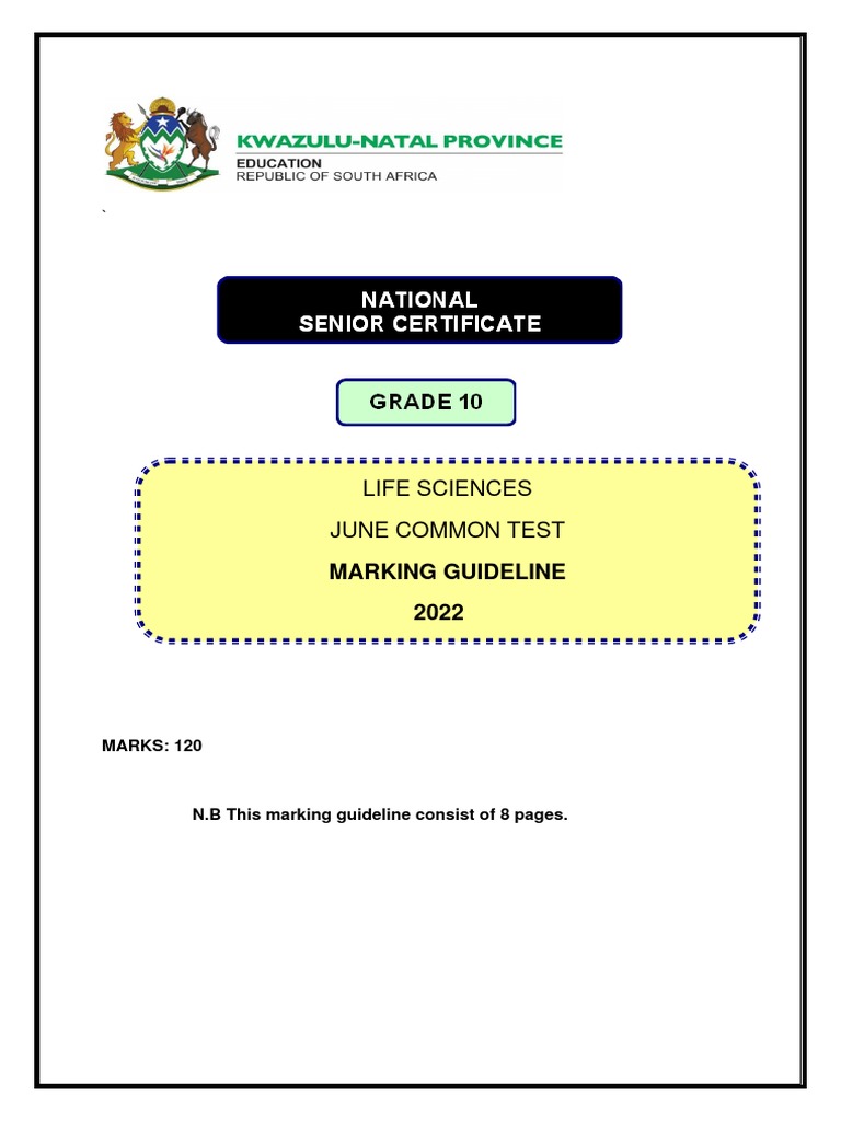 LIFE SCIENCES JUNE MEMO GRade 10 2022 FINAL 20.06pdf | PDF | Enzyme | Cell Biology