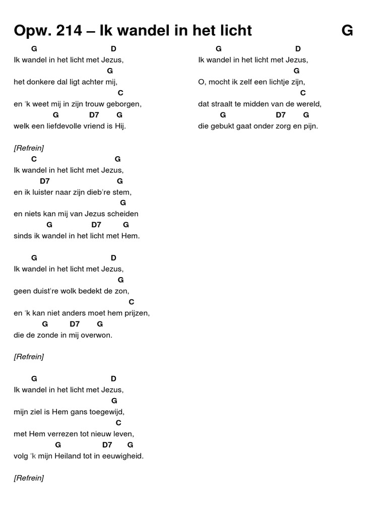 Opw. 214 - Ik Wandel in Het Licht | PDF