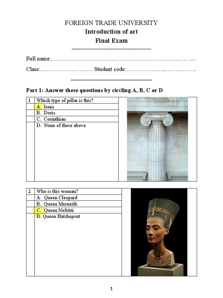 IOA Final Exam Answer Sheet | PDF