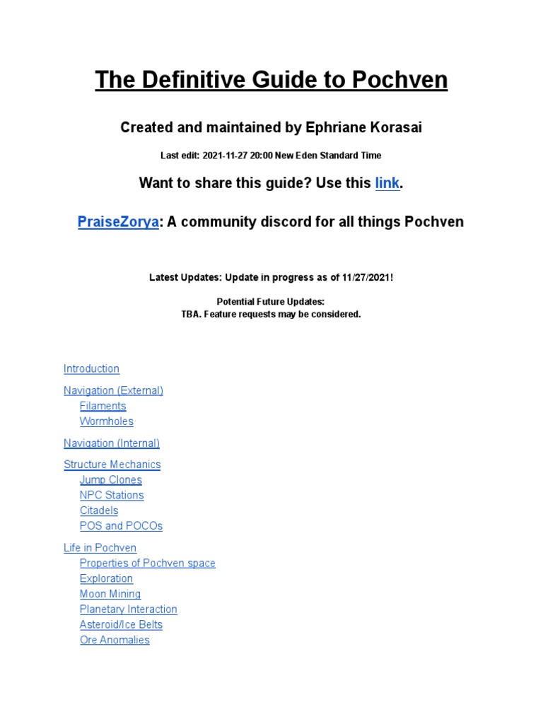 The Definitive Guide To Pochven Version 2.0.0 Beta | PDF | Battleship ...