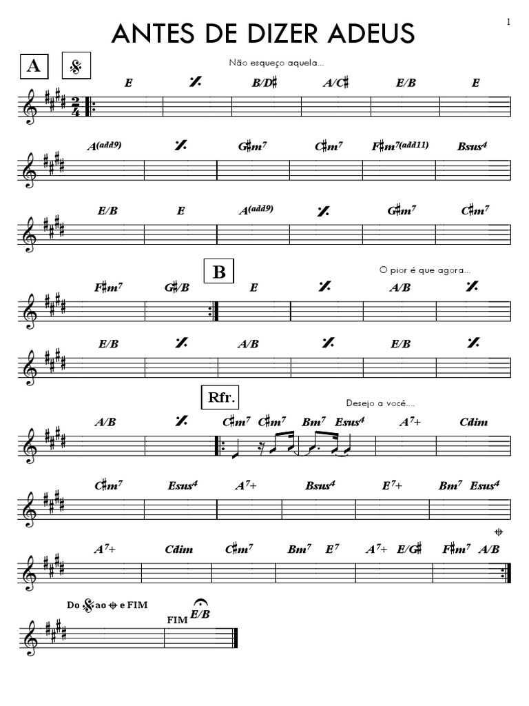 ANTES DE DIZER ADEUS Partitura | PDF