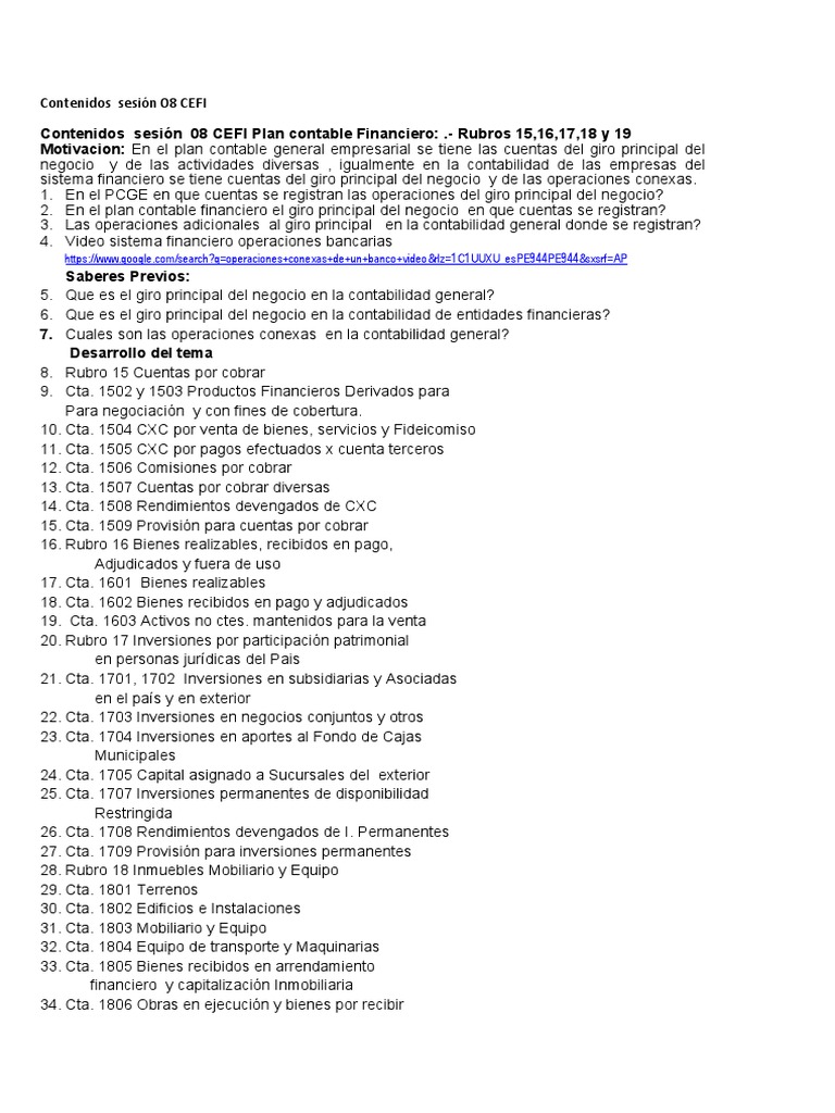 Contenidos Sesión 08 CEFI | PDF | Contabilidad | Dinero