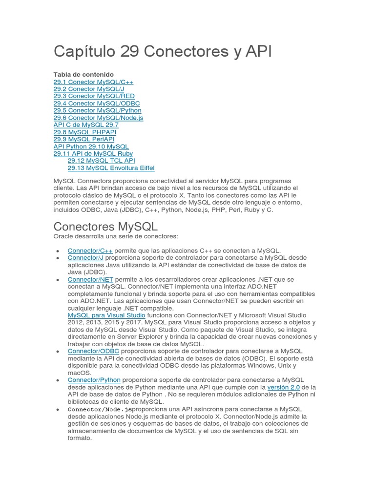 Conectores y API | PDF | Mi sql | .NET Framework