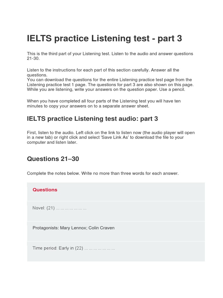 Ielts Practice Listening Test 1 Part 3 Pdf