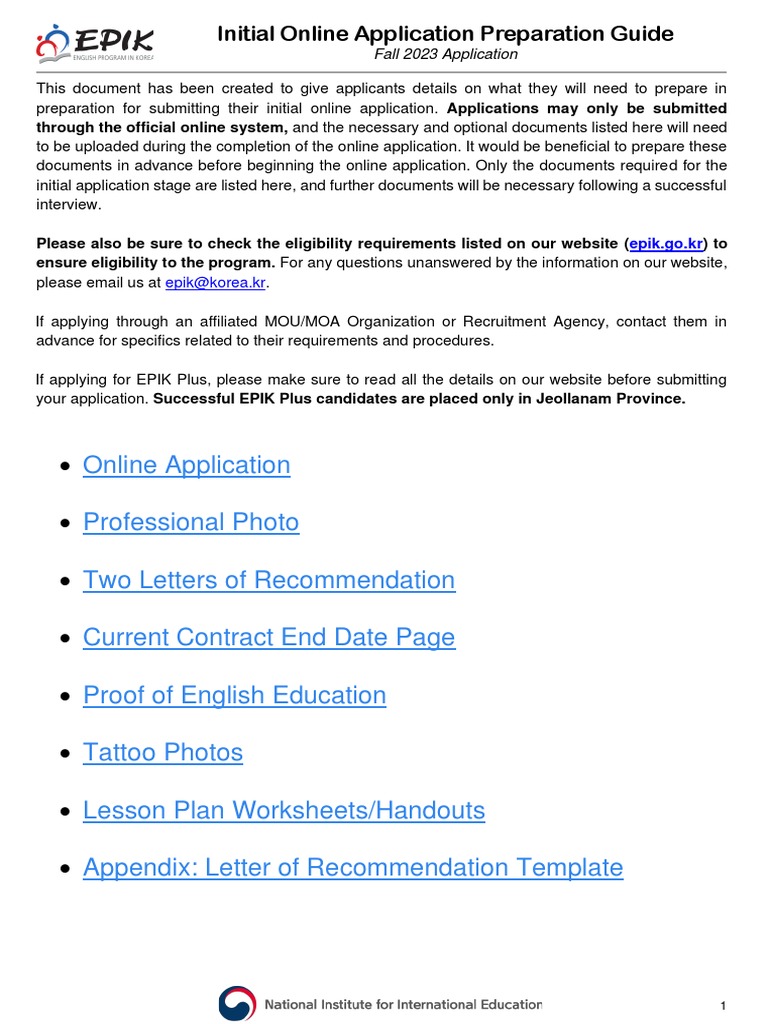 EPIK Fall 2023 Application Guide | PDF | Microsoft Power Point