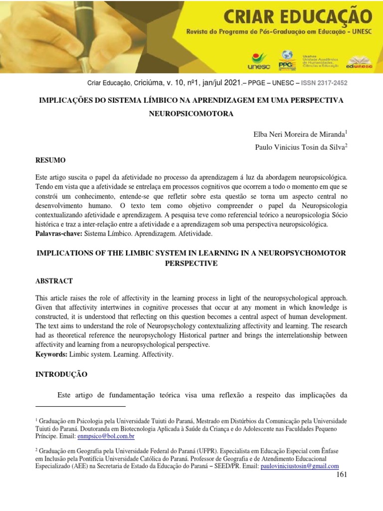Canarim, 10 IMPLICAÇÕES DO SISTEMA LÍMBICO NA APRENDIZAGEM | PDF ...