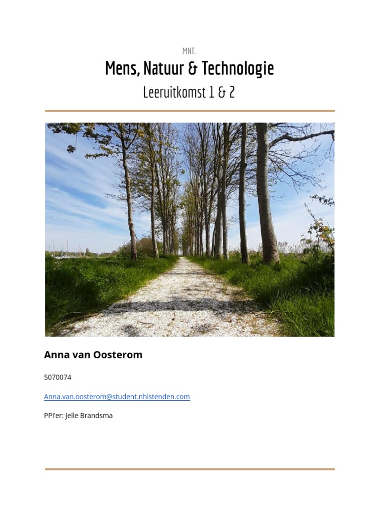MNT Verslag Anna Van Oosterom | PDF