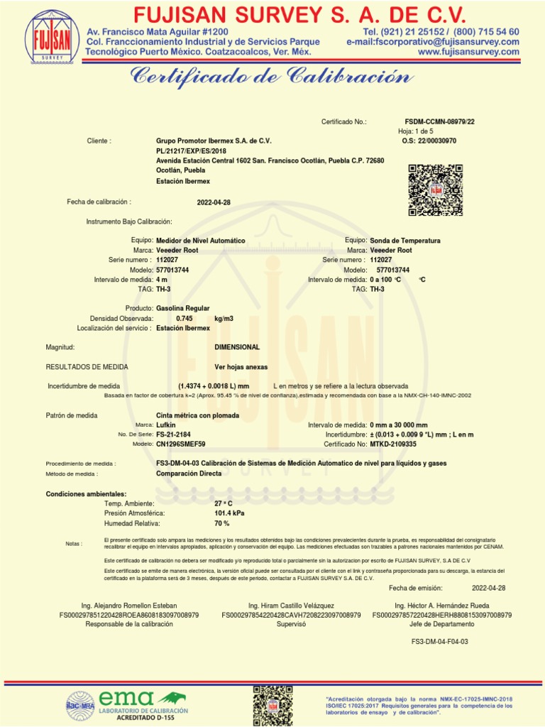 Os 30970 22 FSDM-CCMN 08979 | PDF | Calibración | Metrología