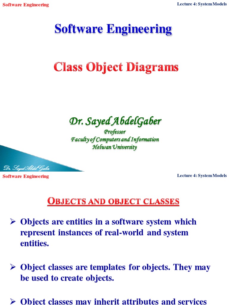 Software Engineering Lecture 5 Class Object Diagrams Pdf Class Computer Programming