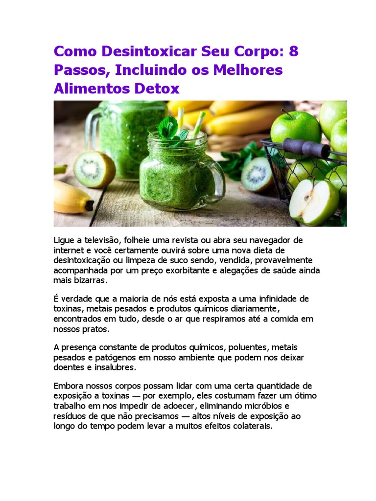 Como Desintoxicar Seu Corpo | PDF | Corpo humano | Antioxidante