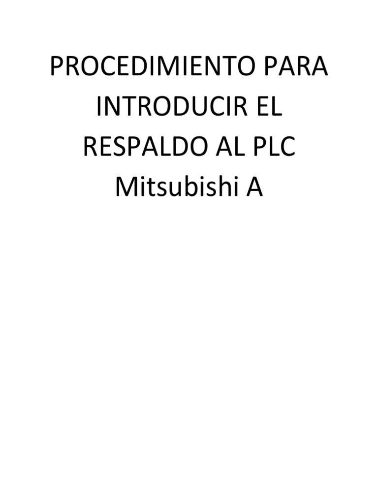 Respaldo PLC Mitsubishi: Procedimiento | PDF