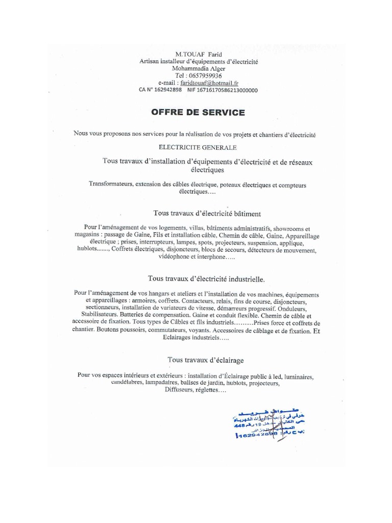 Offre de Service | PDF