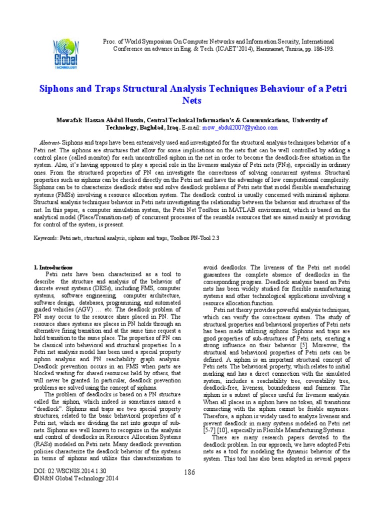 Siphons And Traps Structural Analysis Techniques Conference Pdf