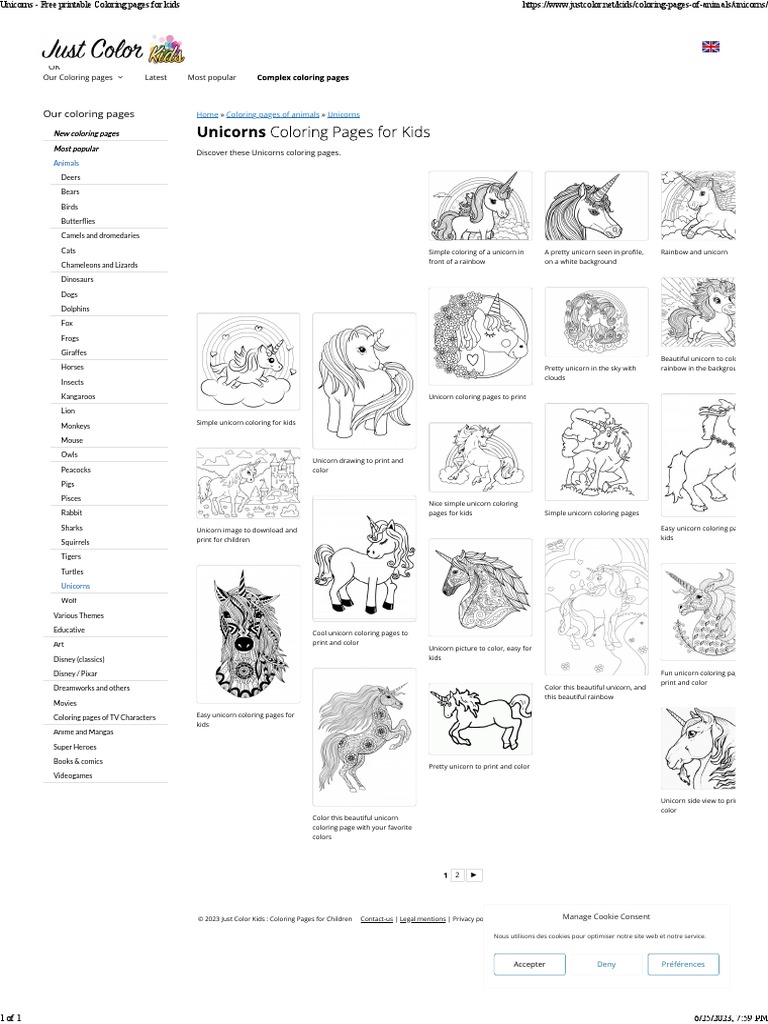 Unicorns - Free Printable Coloring Pages For Kids | PDF