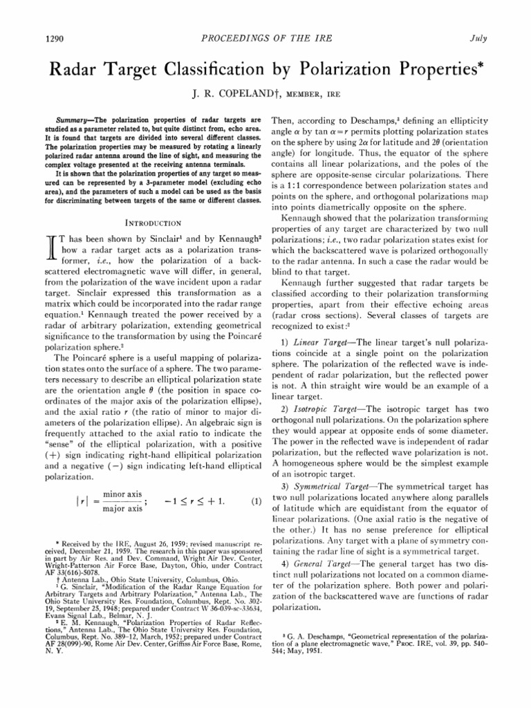 Radar Target Classification by Polarization Properties | PDF | Polarization (Waves) | Antenna ...