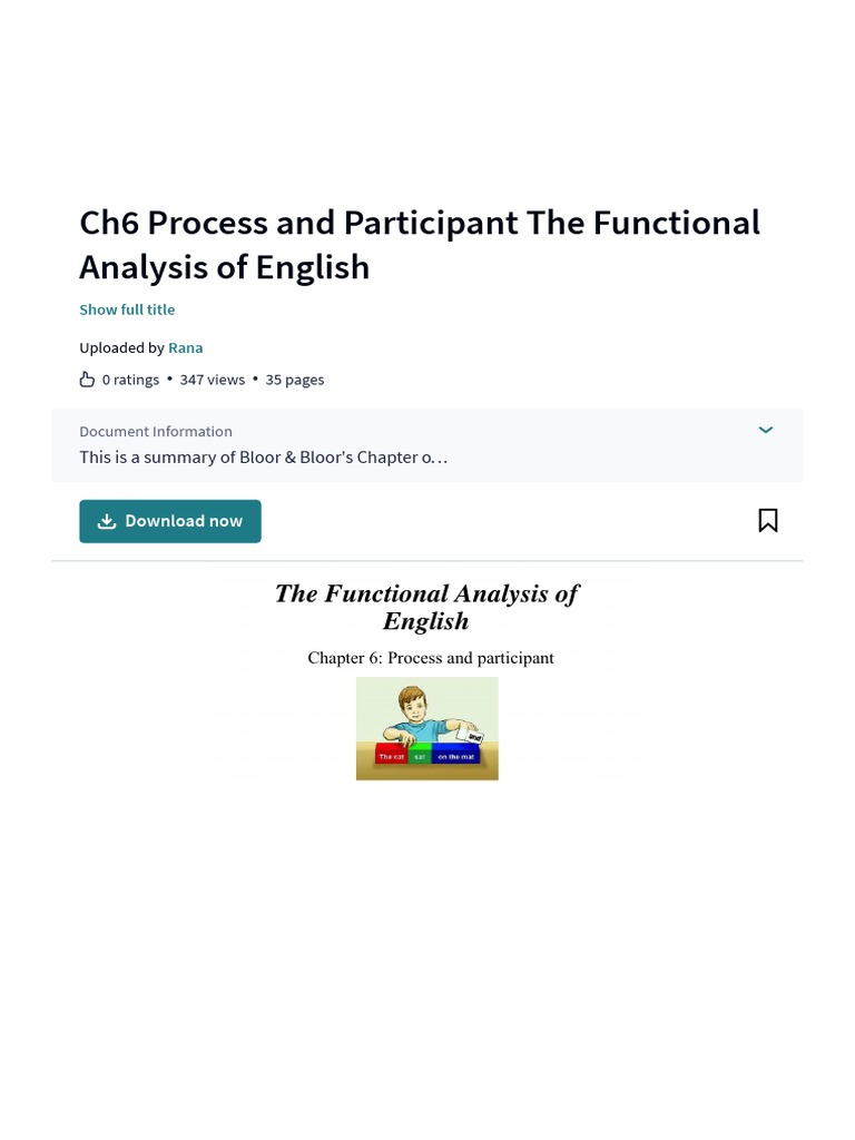 Ch6 Process and Participant The Functional Analysis of English - PDF - Adjective | PDF | Verb ...