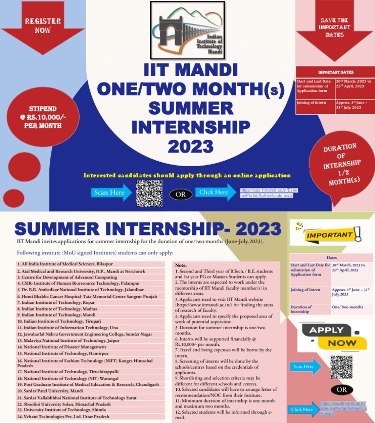 Internship Poster IIT Mandi | PDF | Economy Of India | Career And Technical Education