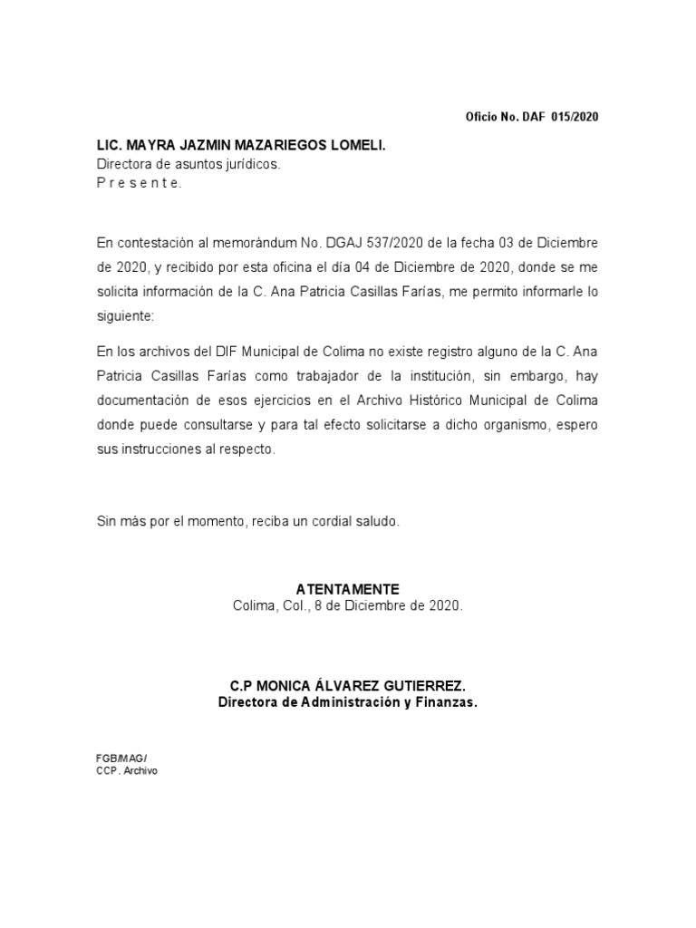 Oficio Contestación | PDF