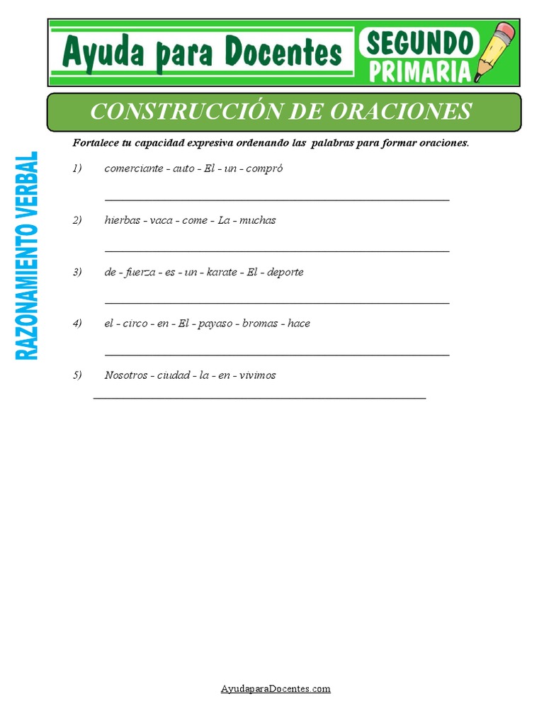Construccion de Oraciones para Segundo de Primaria | PDF
