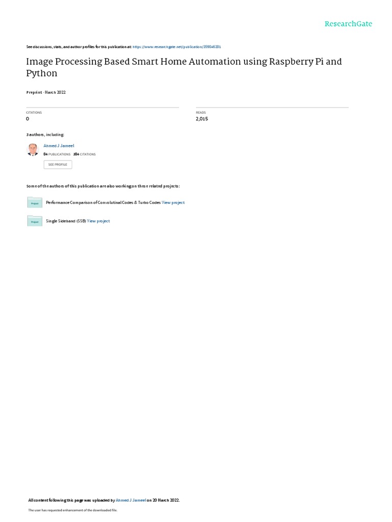 Image Processing Based Smart Home Automationusing Raspberry Piand ...