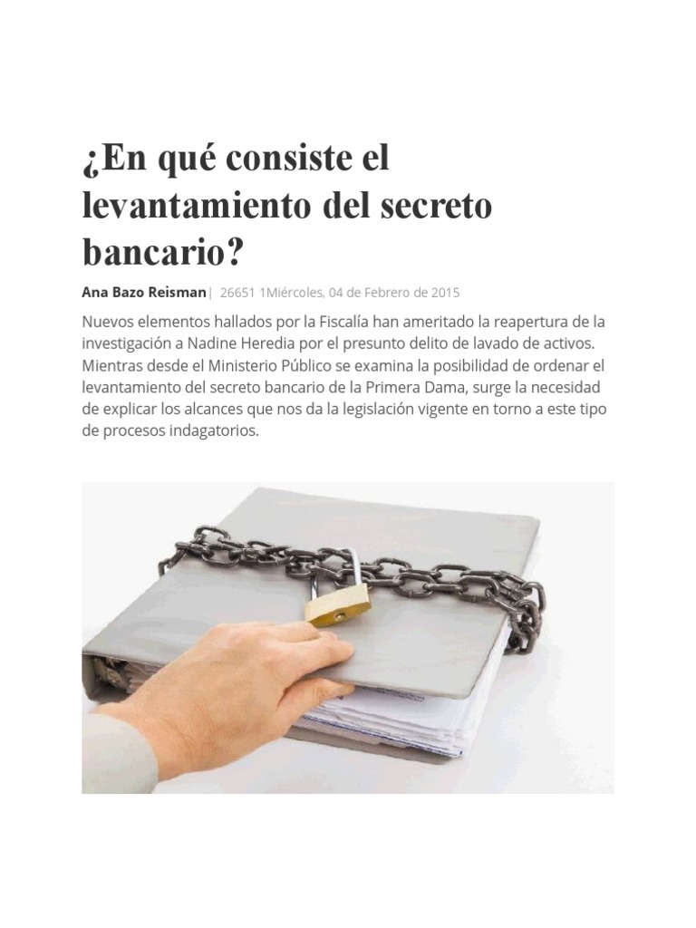 En Qué Consiste El Levantamiento Del Secreto Bancario | PDF | Policía | Fiscal