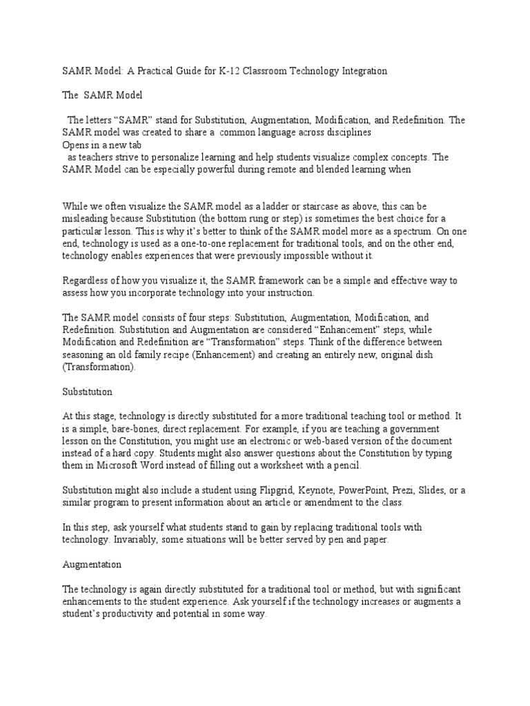 SAMR Model | PDF | Behavior Modification | Cognitive Science