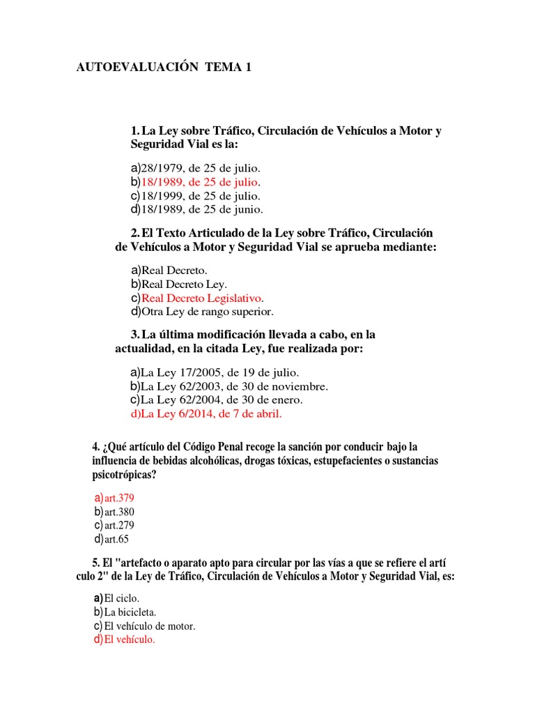 Celador Conductor Test Tema 1 | PDF | Transporte