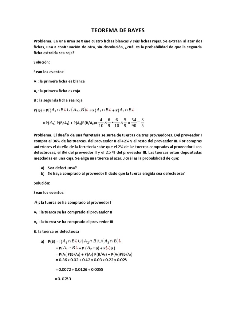 Teorema de Bayes-Ejercicios | PDF | Probabilidad | Camión