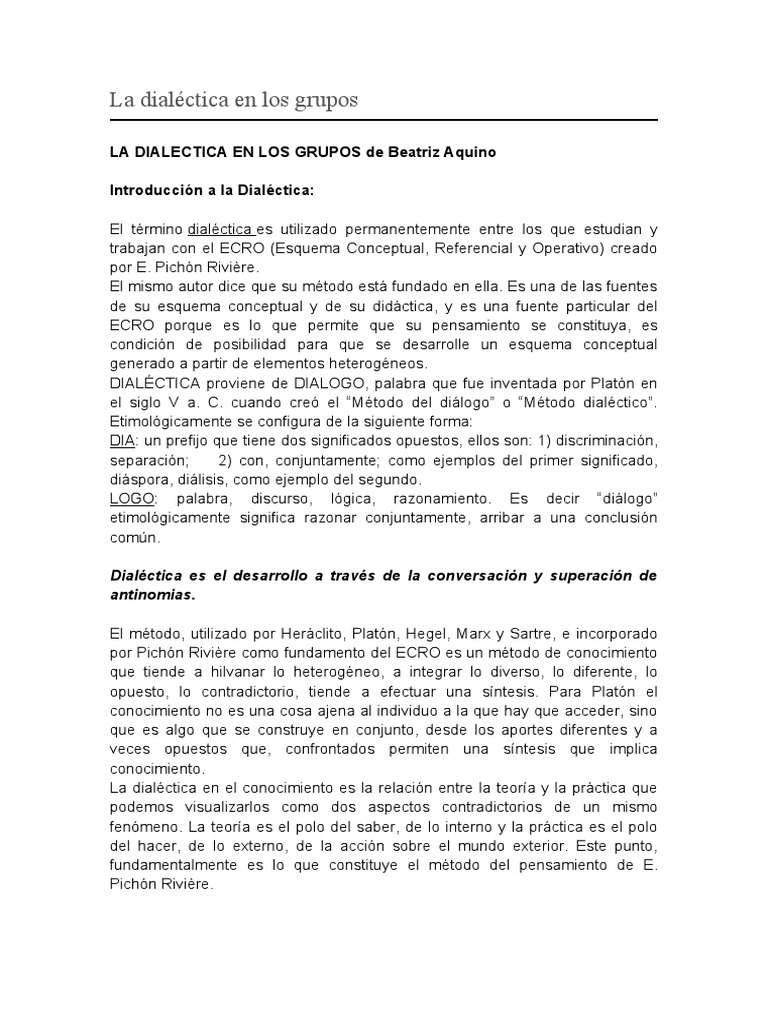 5- La dialéctica en los grupos | PDF | Dialéctico | Realidad