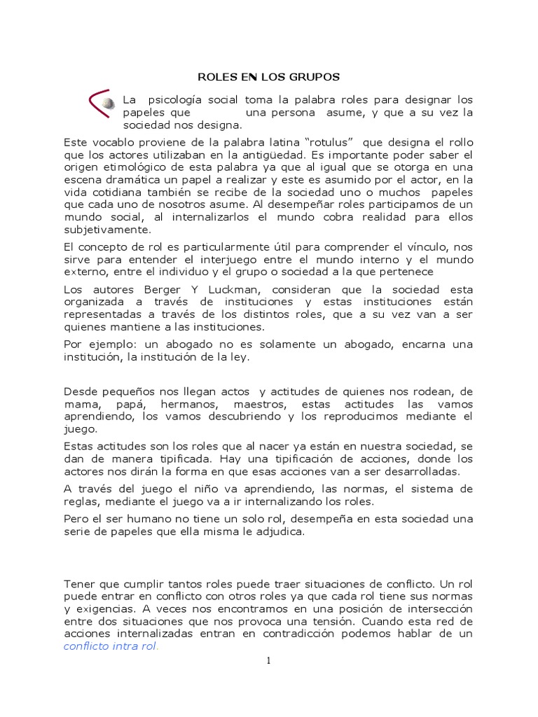 6 - Roles en Los Grupos | PDF | Sociedad | Pensamiento