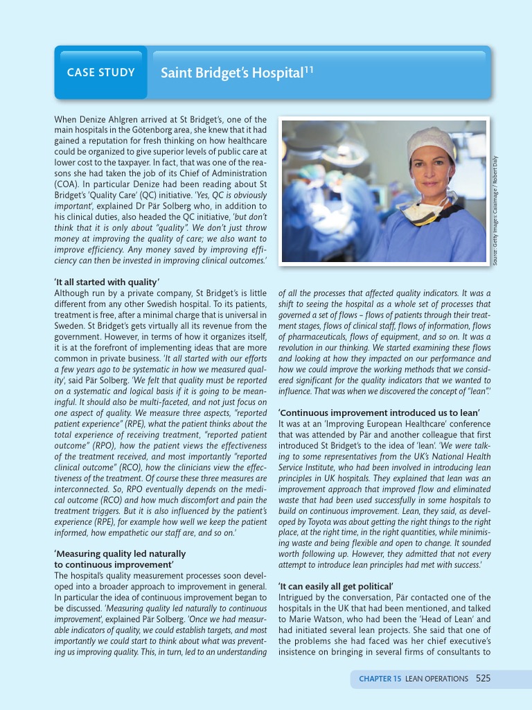 Case - Saint Bridget's Hospital | PDF | Lean Manufacturing | Hospital