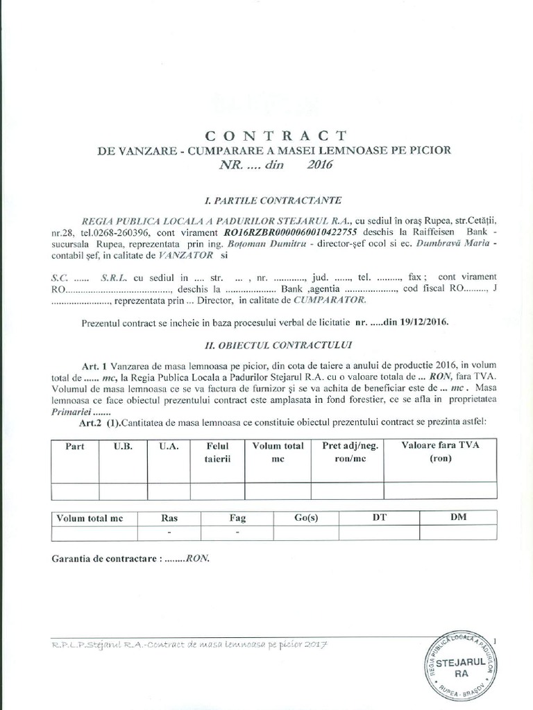 Draft-Contract-vanzare-cumparare-ml-picior-2017 | PDF