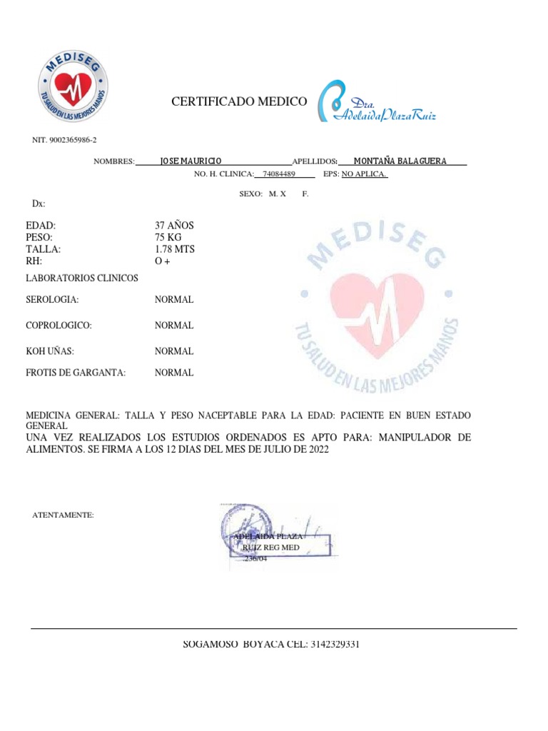 Certimed Jose Mauricio Montaña | PDF