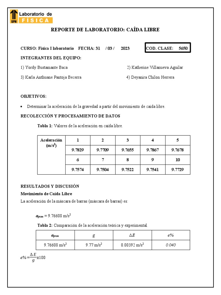 Reporte Lab Fisi1 s02 CL | PDF | Velocidad | Aceleración