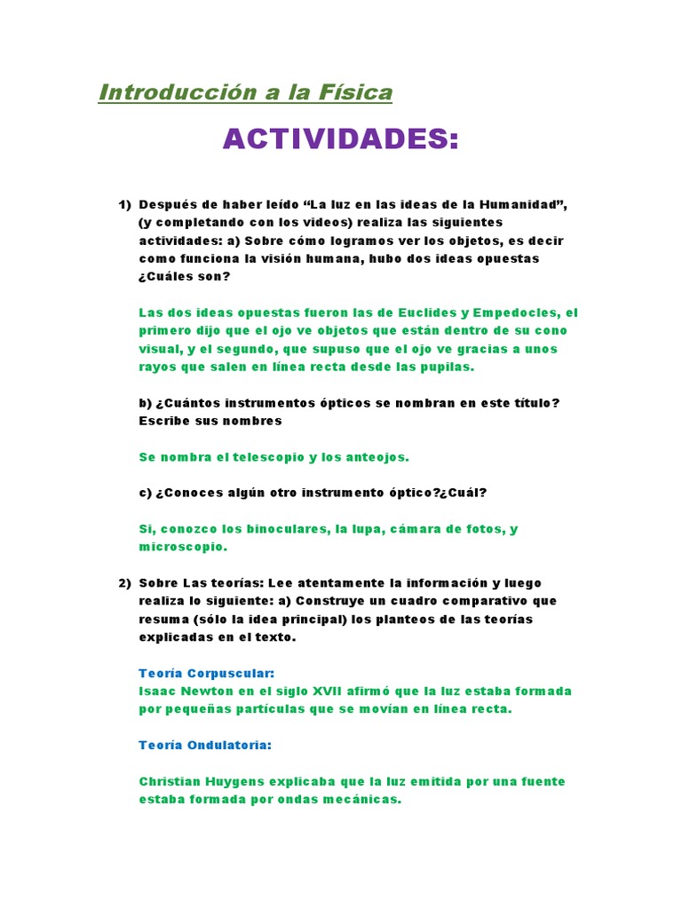 T.P Integrador - Introducción A La Física | PDF | Ligero | Óptica