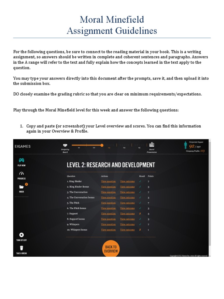 OGL 345 - Moral Minefield Assignment Level 2 | PDF | Decision Making | Rationality