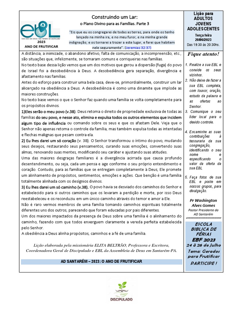 Ebl 20 Junho 23 - Unificada | PDF | Deus