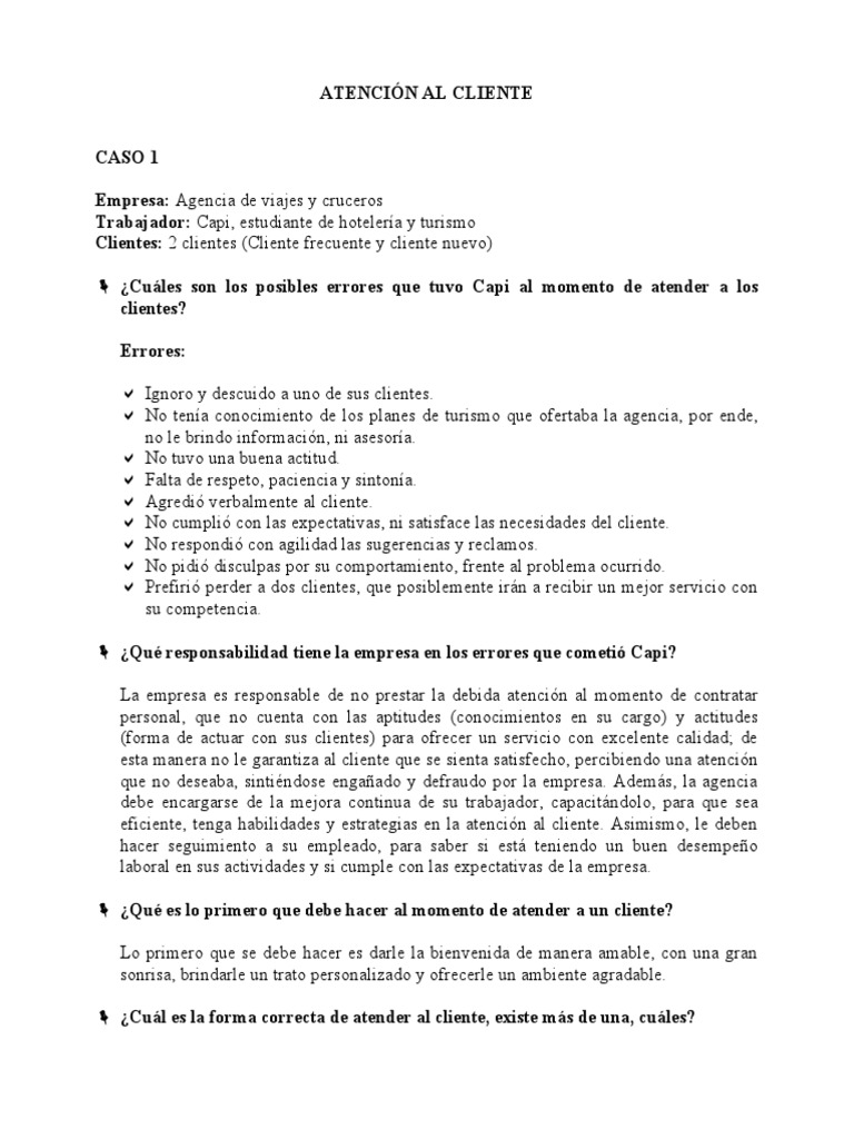 Casos Atención al Cliente - | PDF | Servicio al Cliente | Cliente
