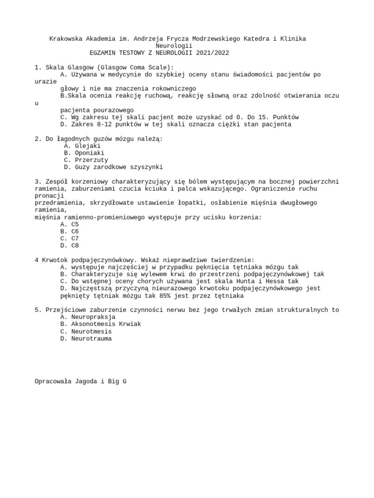 Neurologia Frycz 2020 2022 | PDF