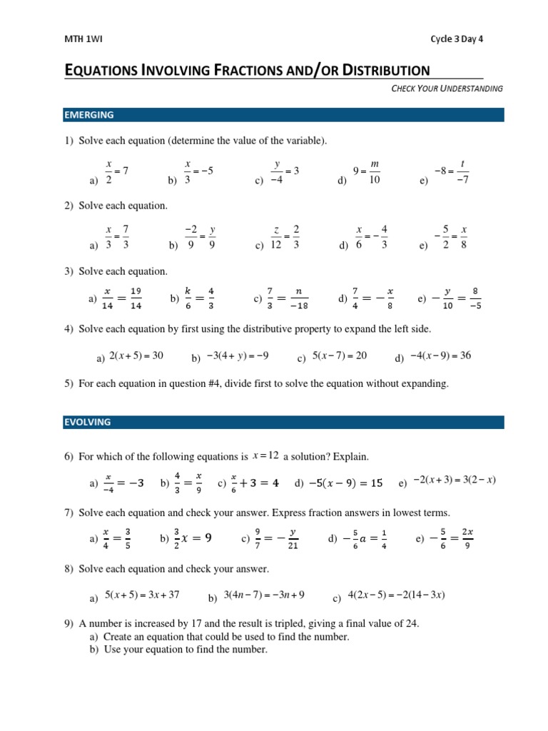 Solving Equations with Fractions | PDF | Equations | Algebra
