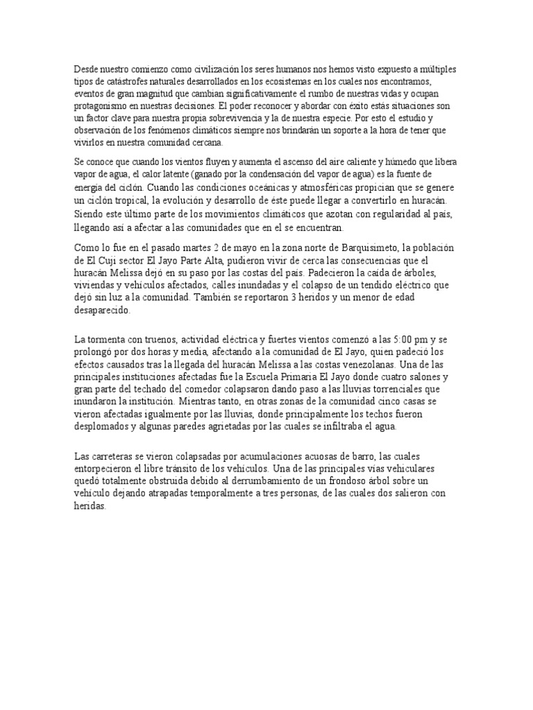 Huracan Andreina | PDF | Ciclones tropicales | Herida