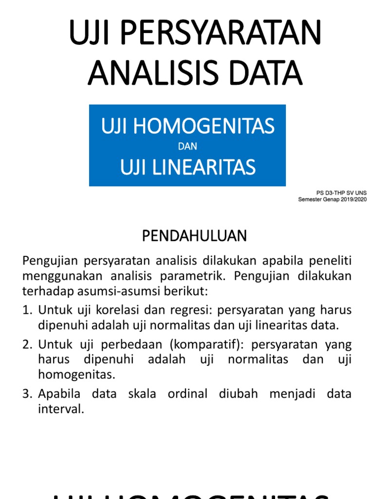 Uji Homogenitas dan Linearitas Data | PDF | Metode & Bahan Ajar ...