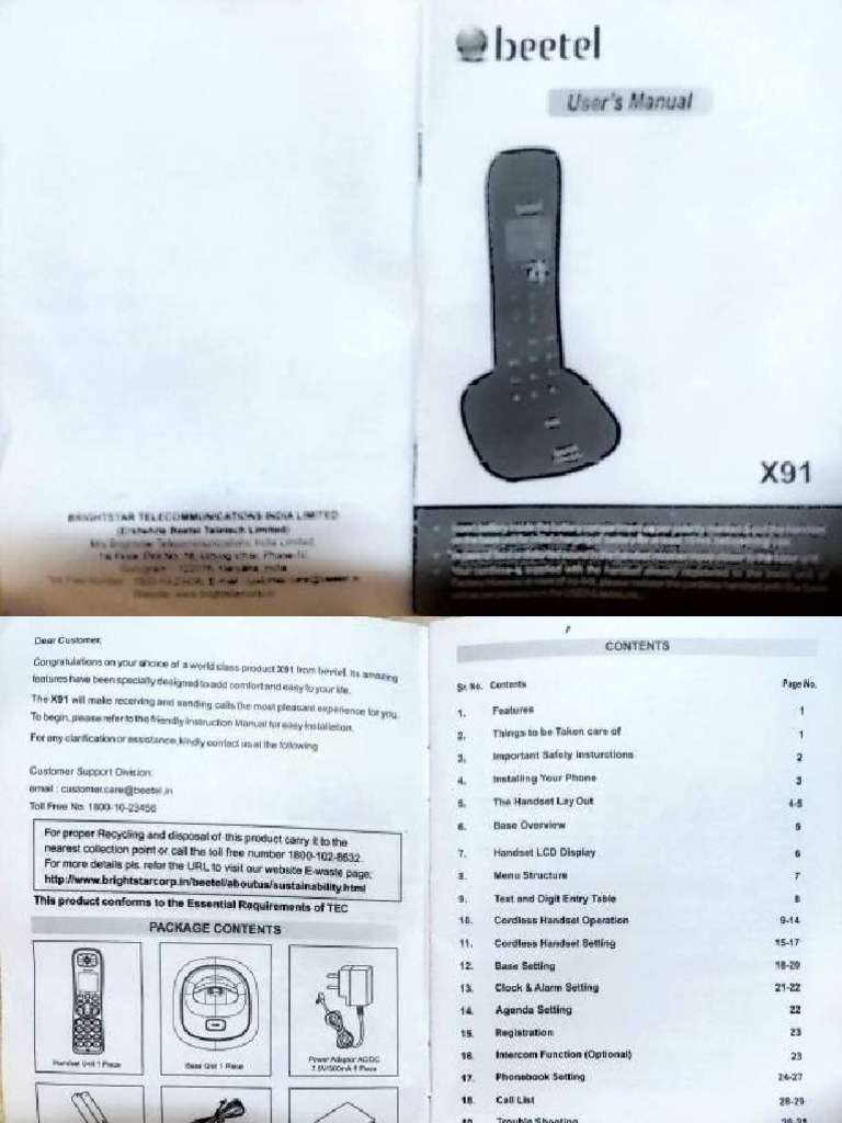 Beetel X91 Landline Phone User Manual | PDF