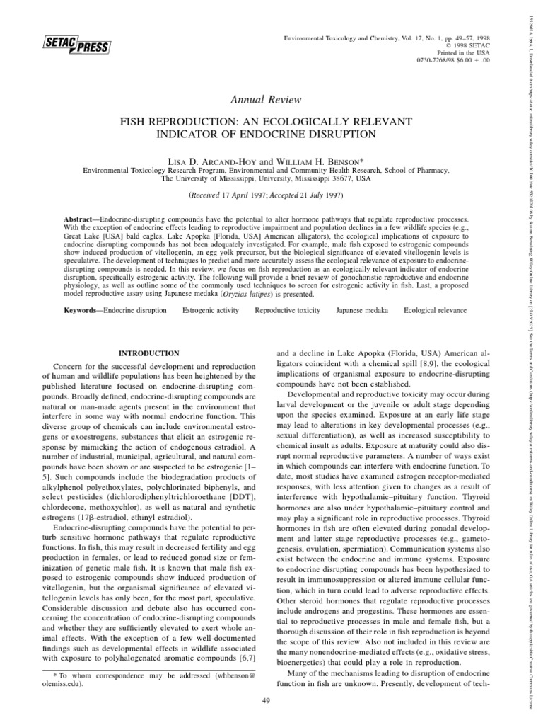 Enviro Toxic and Chemistry - 2009 - Arcand Hoy - Fish Reproduction An ...