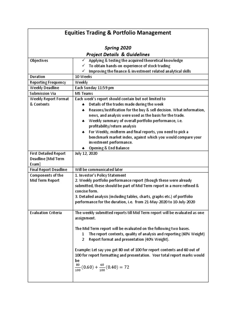 Equities Trading Project Guidelines | PDF | Stocks | Stock Trader